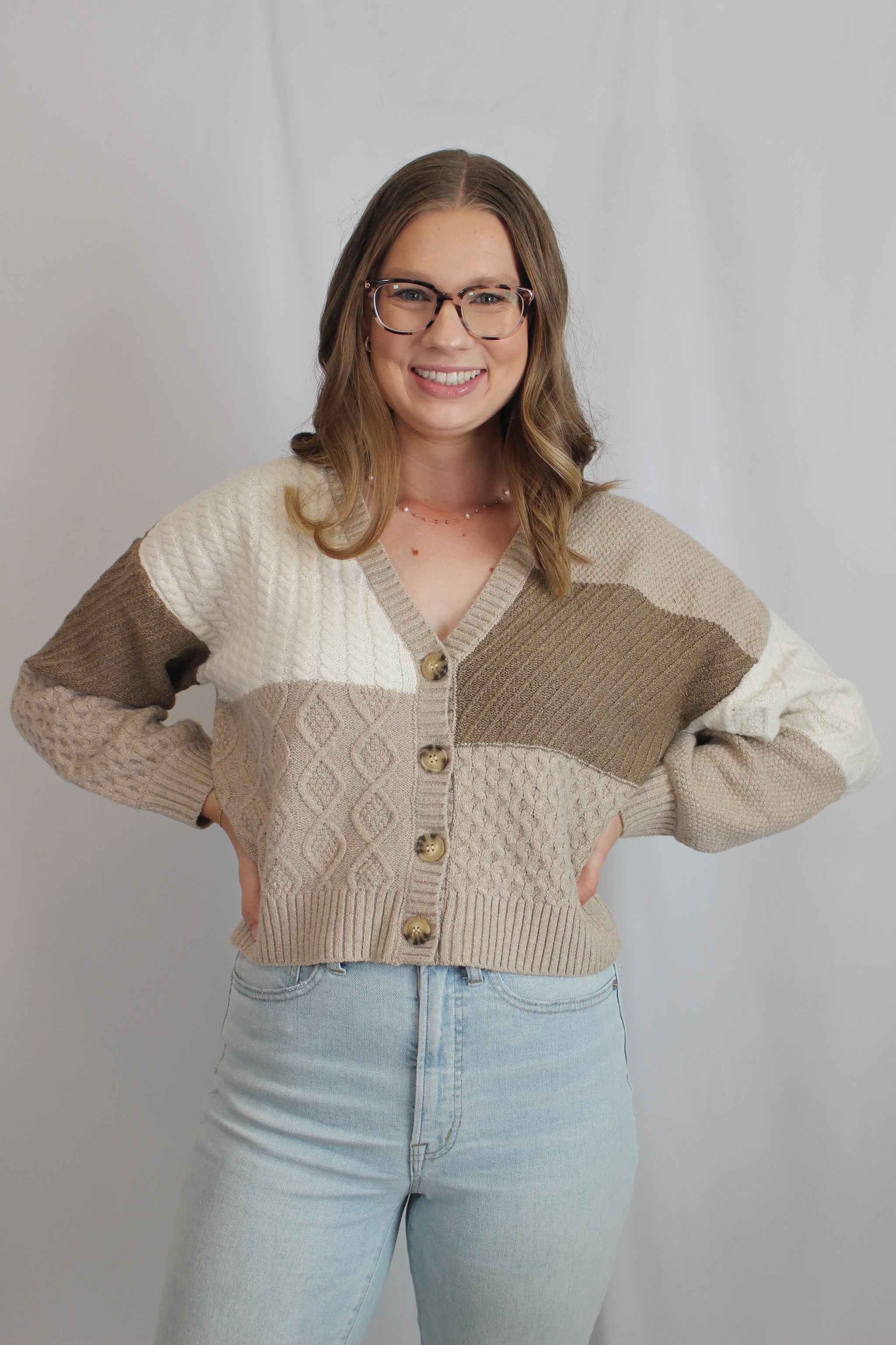 'Rory' Colorblock Cardigan – Lavender and Poppy