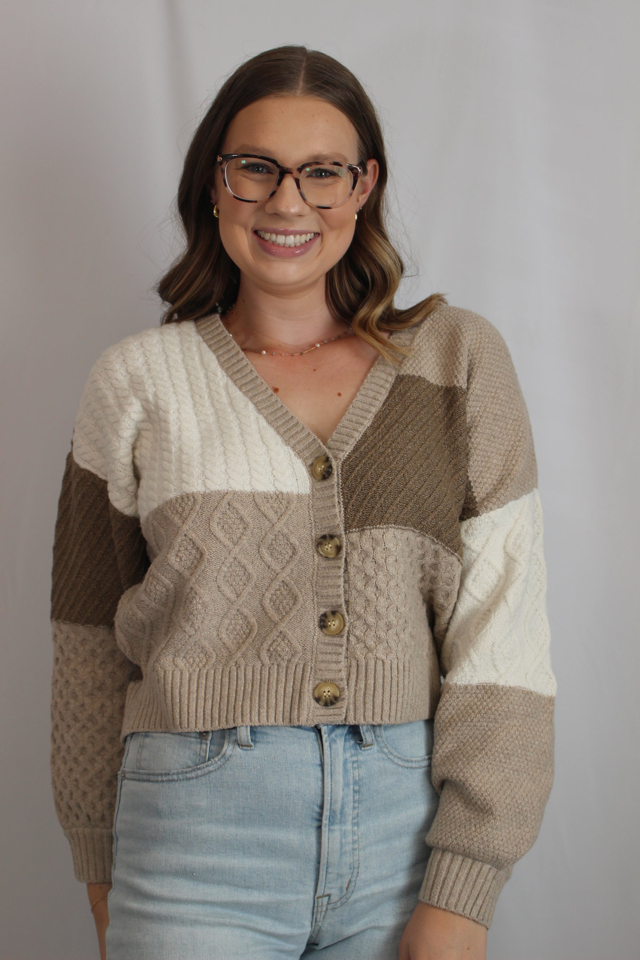 'Rory' Colorblock Cardigan – Lavender and Poppy